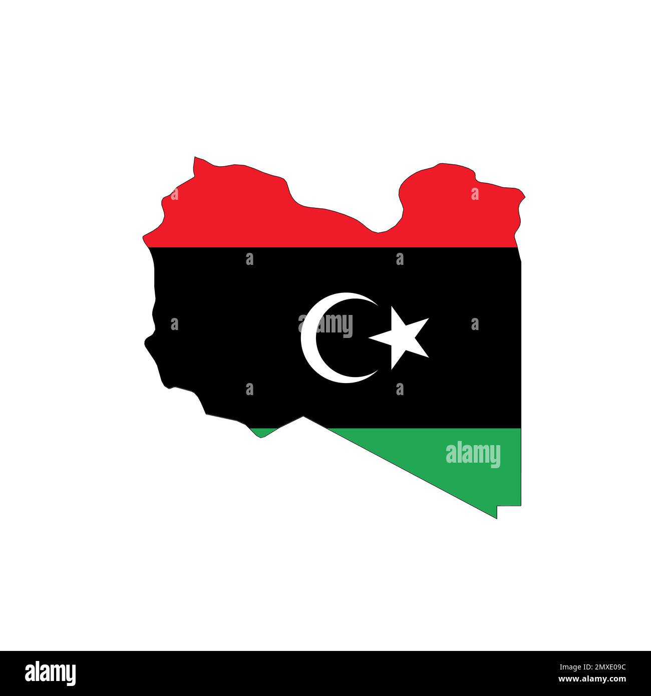 Libya national flag in a shape of country map Stock Vector Image & Art ...