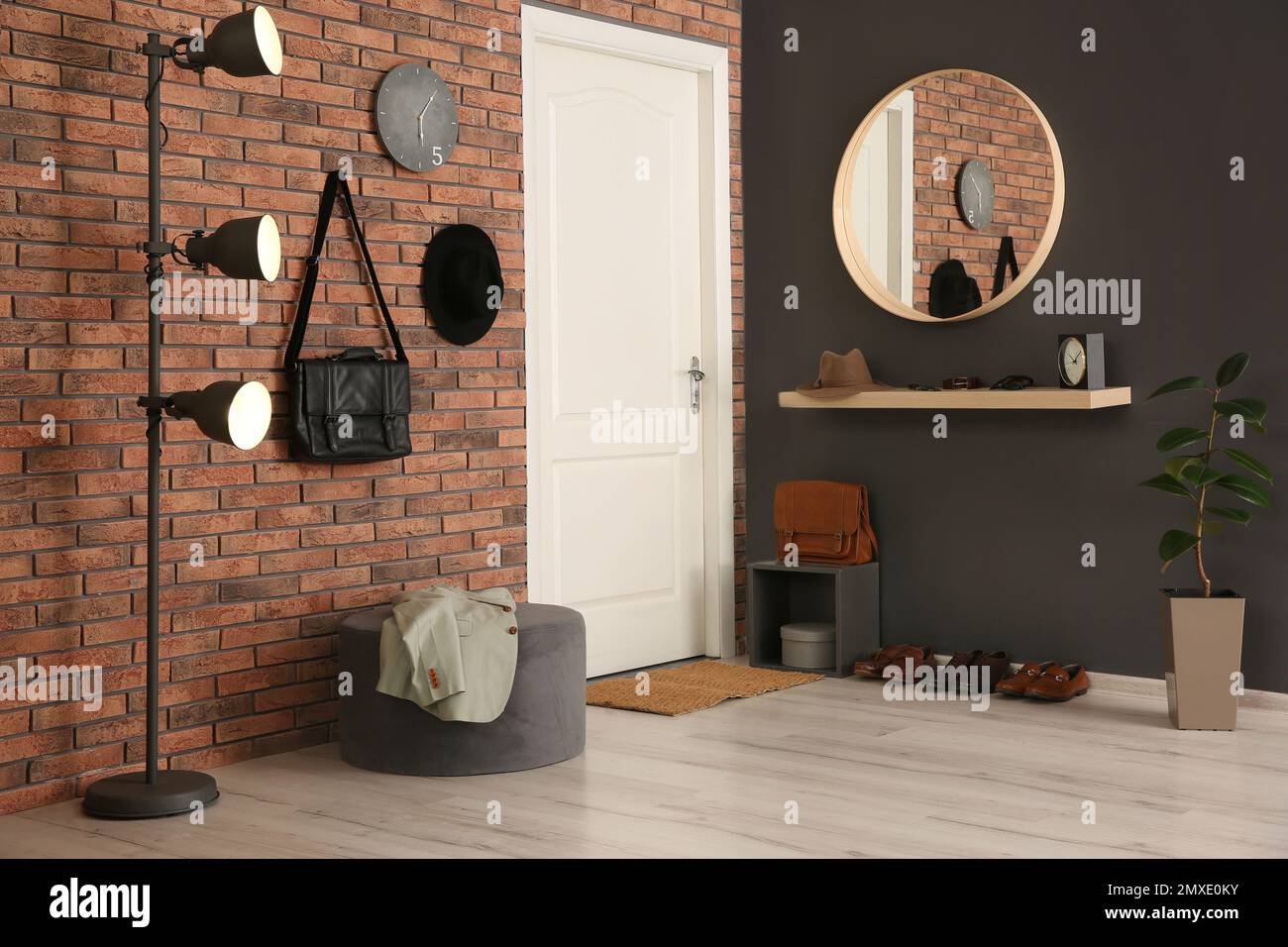 Modern hallway with stylish furniture. Interior design Stock Photo - Alamy