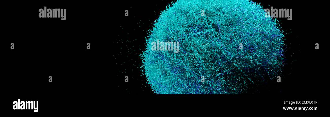 3d render of shiny blue particles flowing away from cloud Stock Photo ...