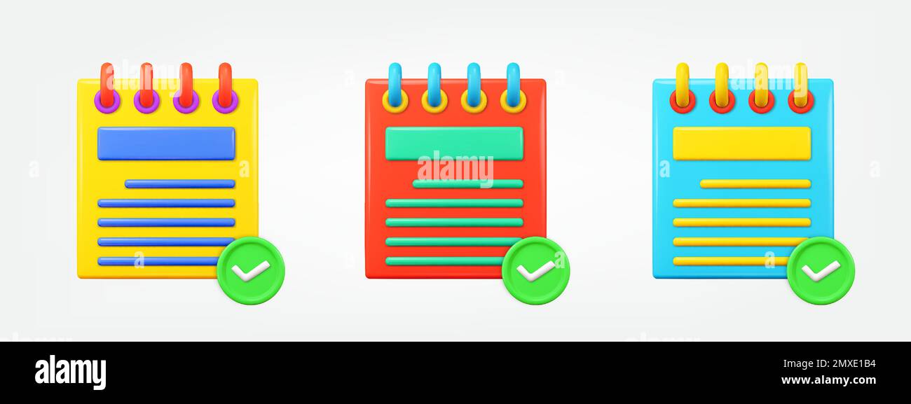 Data verification 3d icon set. realistic document check vector ...