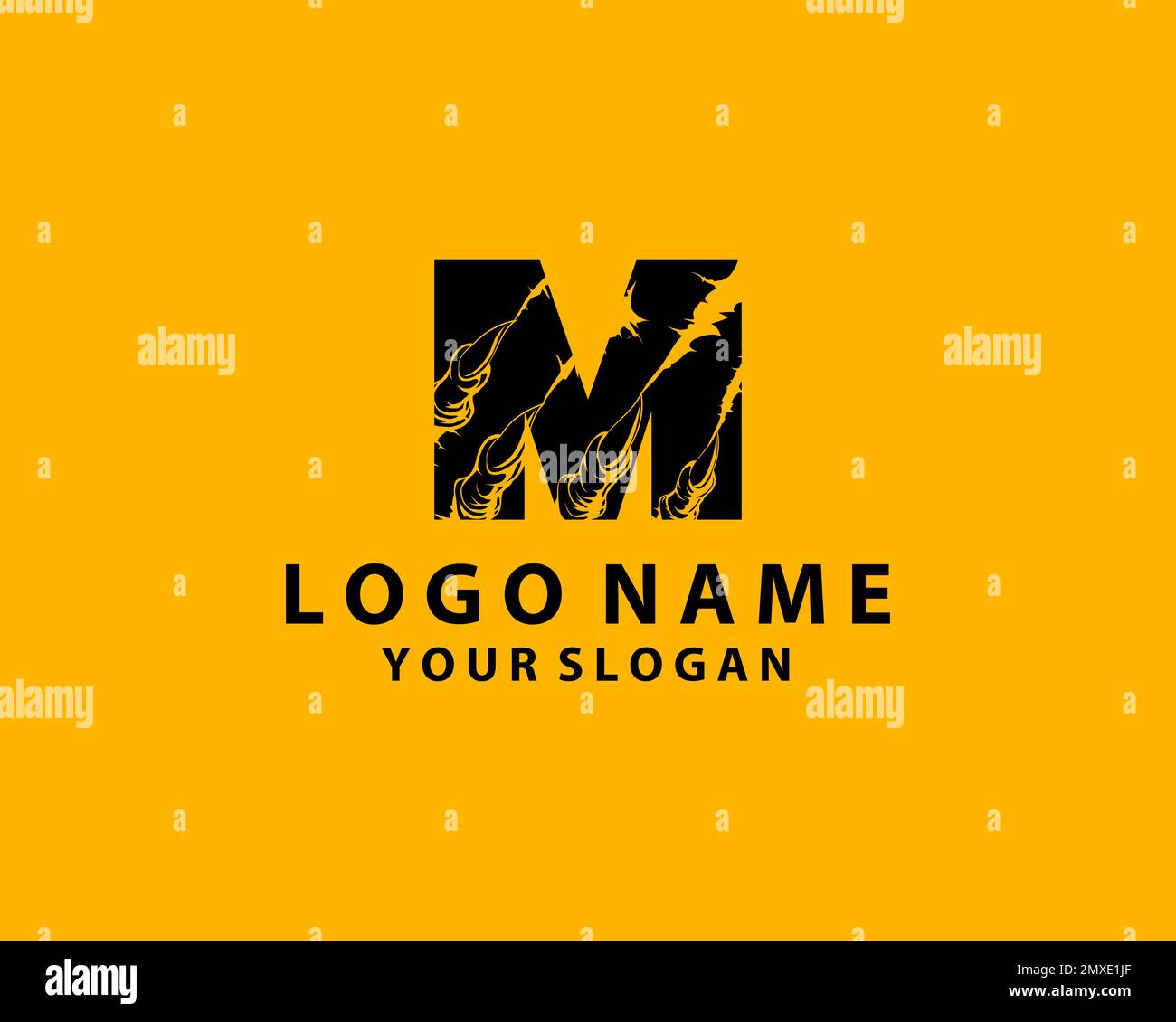 grunge initial letter M icon, scratch effect. modern template logo ...