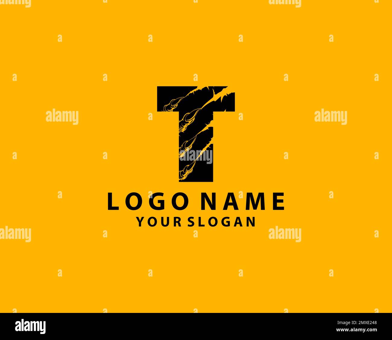 Initial Letter T with Tiger Claw Slash Style Concept Logo Design ...