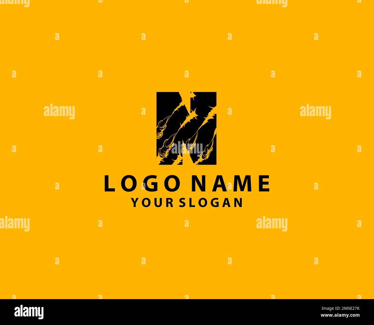 Initial Letter N with Claw Scratch Logo Design Stock Vector Image & Art ...