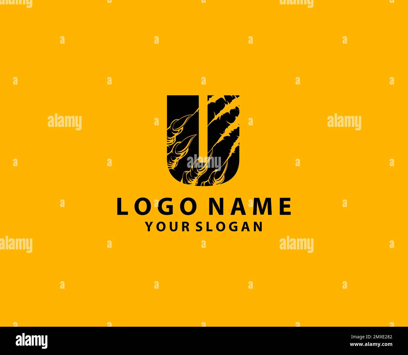 letter U icon, scratch effect with red yellow color. modern template ...