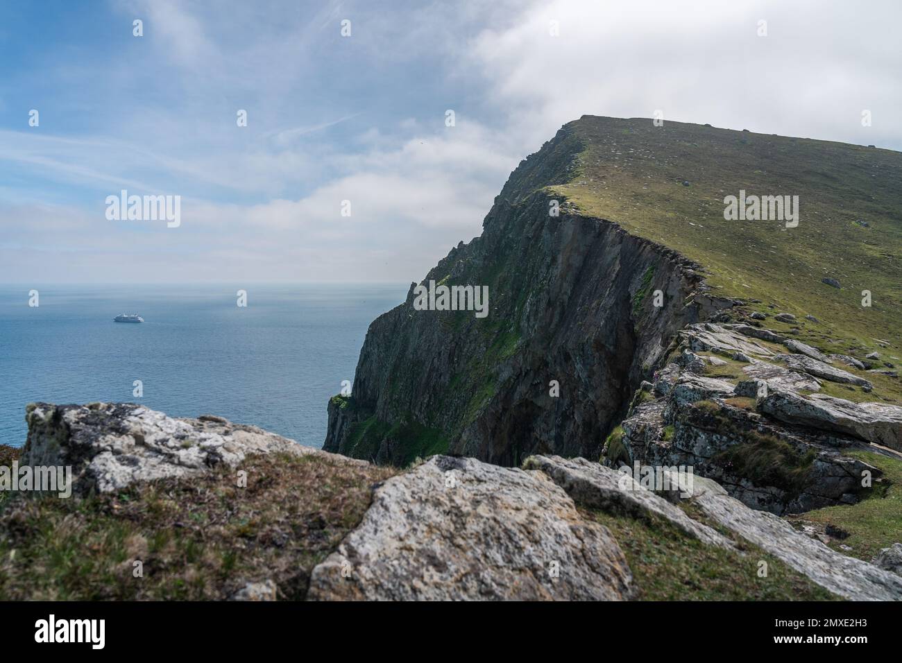 A view along the cliffs and coastline towards Oiseval, on Hirta, the ...