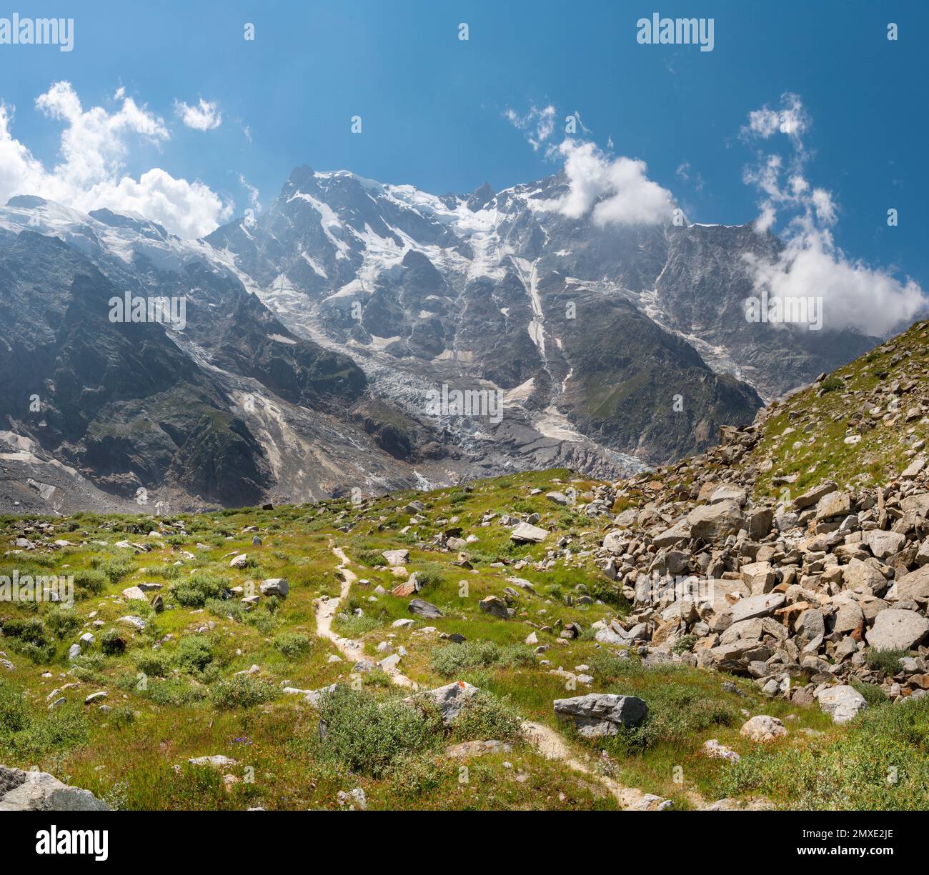 The Monte Rosa and Punta Gnifetti paks - Valle Anzasca valley Stock ...