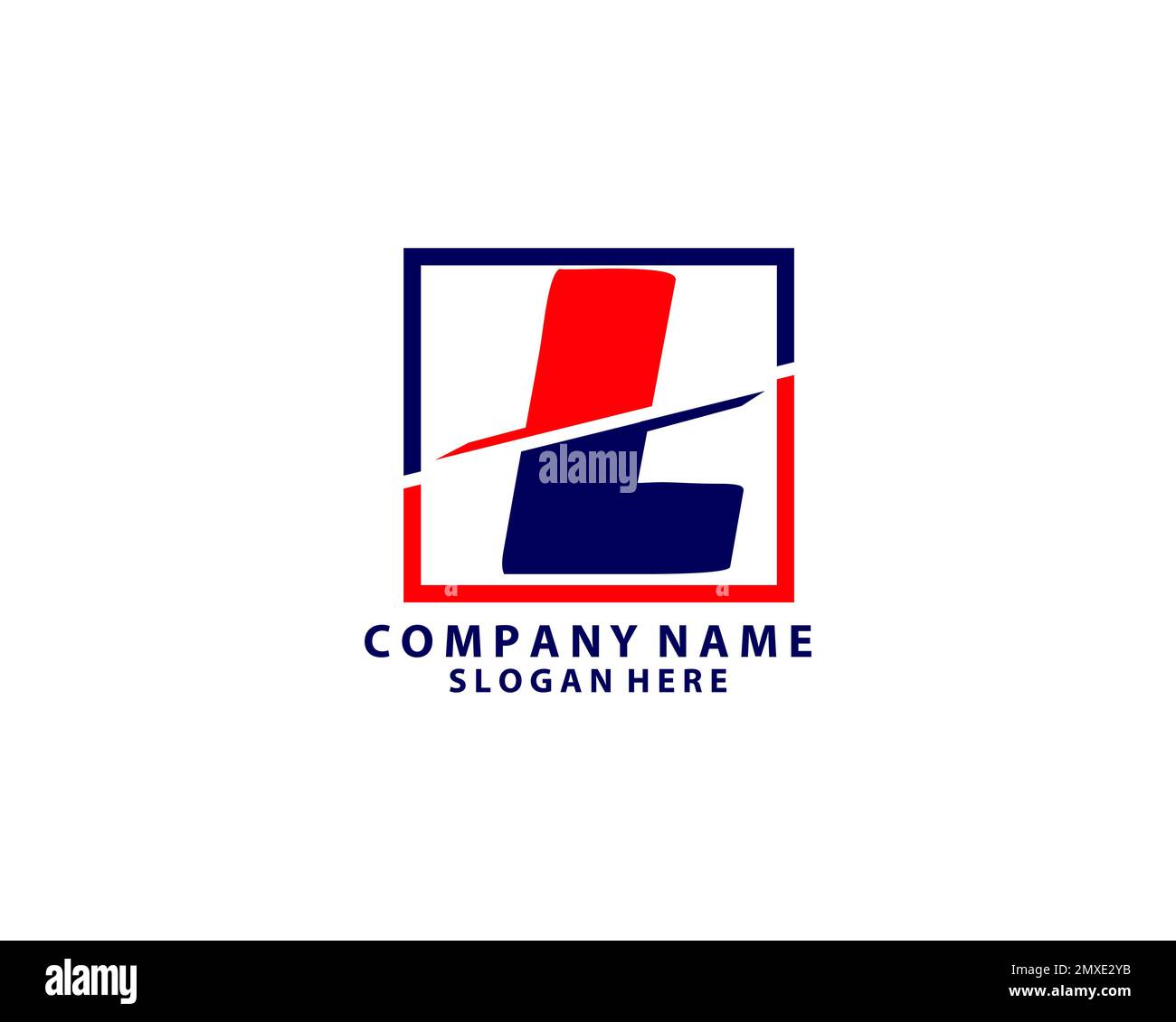 blue and red color logo symbol digital slice type letter l like pixel ...