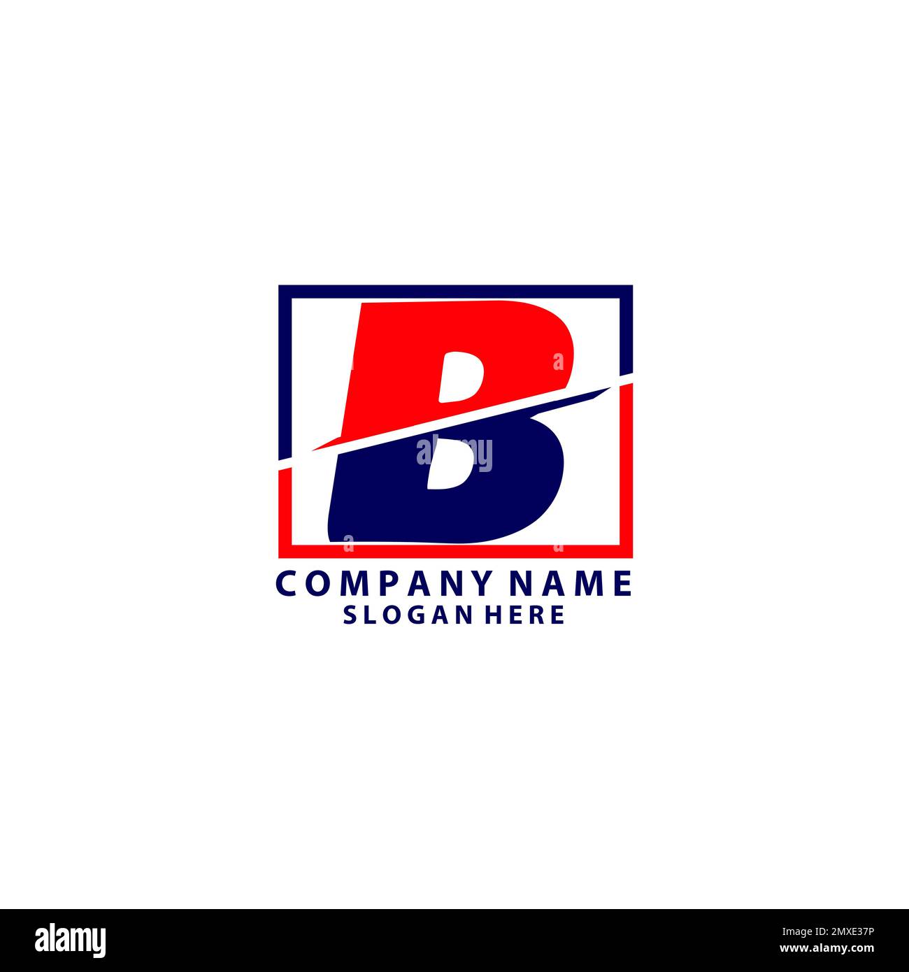 Initial Letter B Blue and Red Logo. Geometric Shapes Cut Style isolated ...
