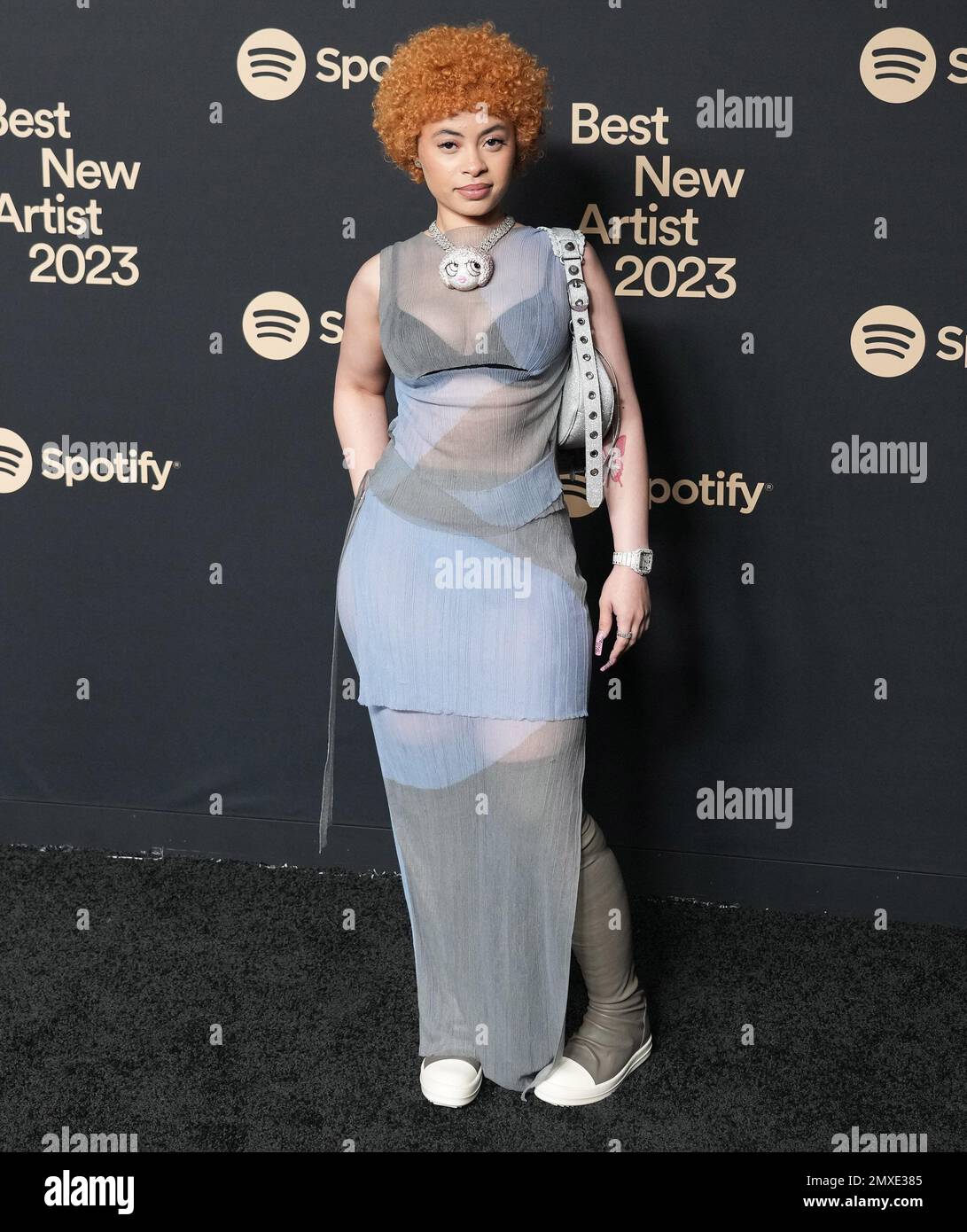 West Hollywood, CA, February 2, 2023. Ice Spice arrives at the Spotify ...
