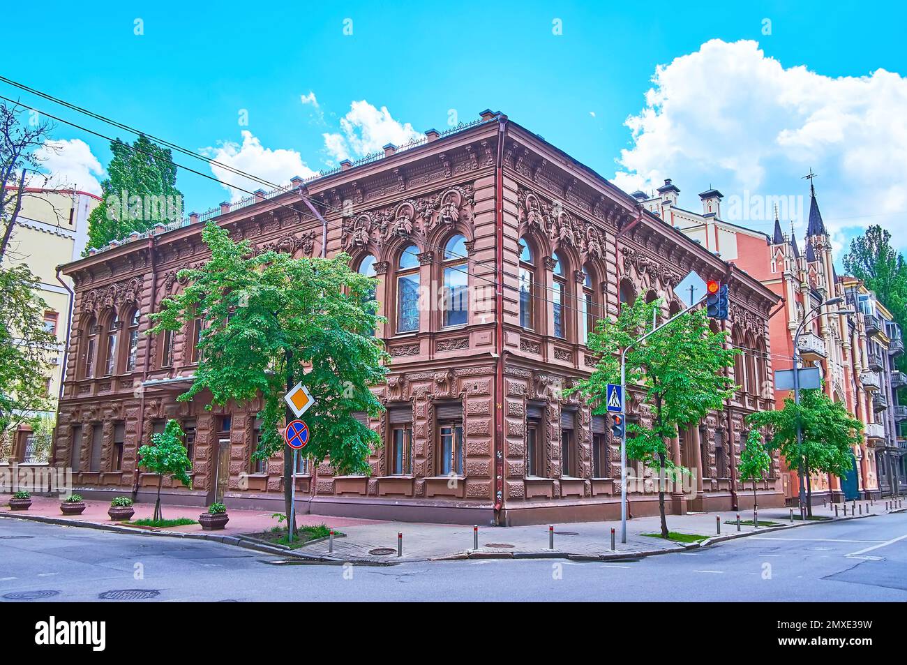 Elegant sculptured Renaissance exterior of the Chocolate house, located ...
