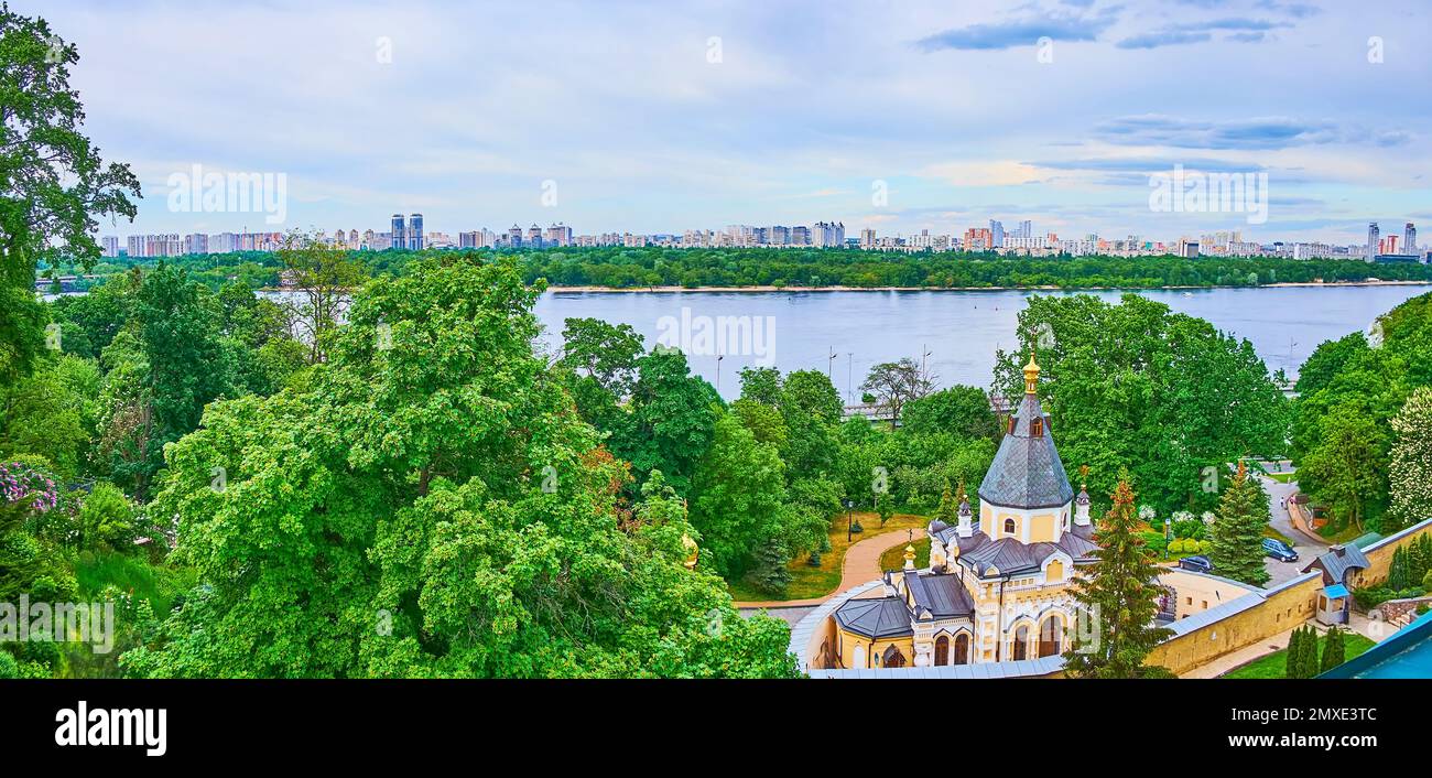 Panorama of the green parks and forests of Kyiv from Kyiv Pechersk ...