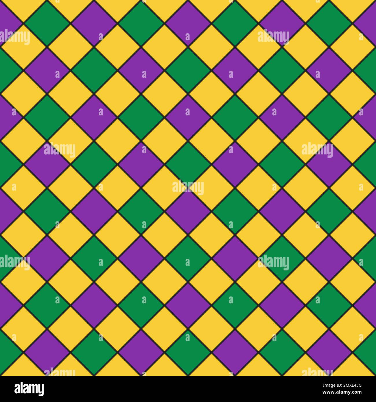 Mardi Gras seamless pattern. Fleur de lis checkered background. Green ...