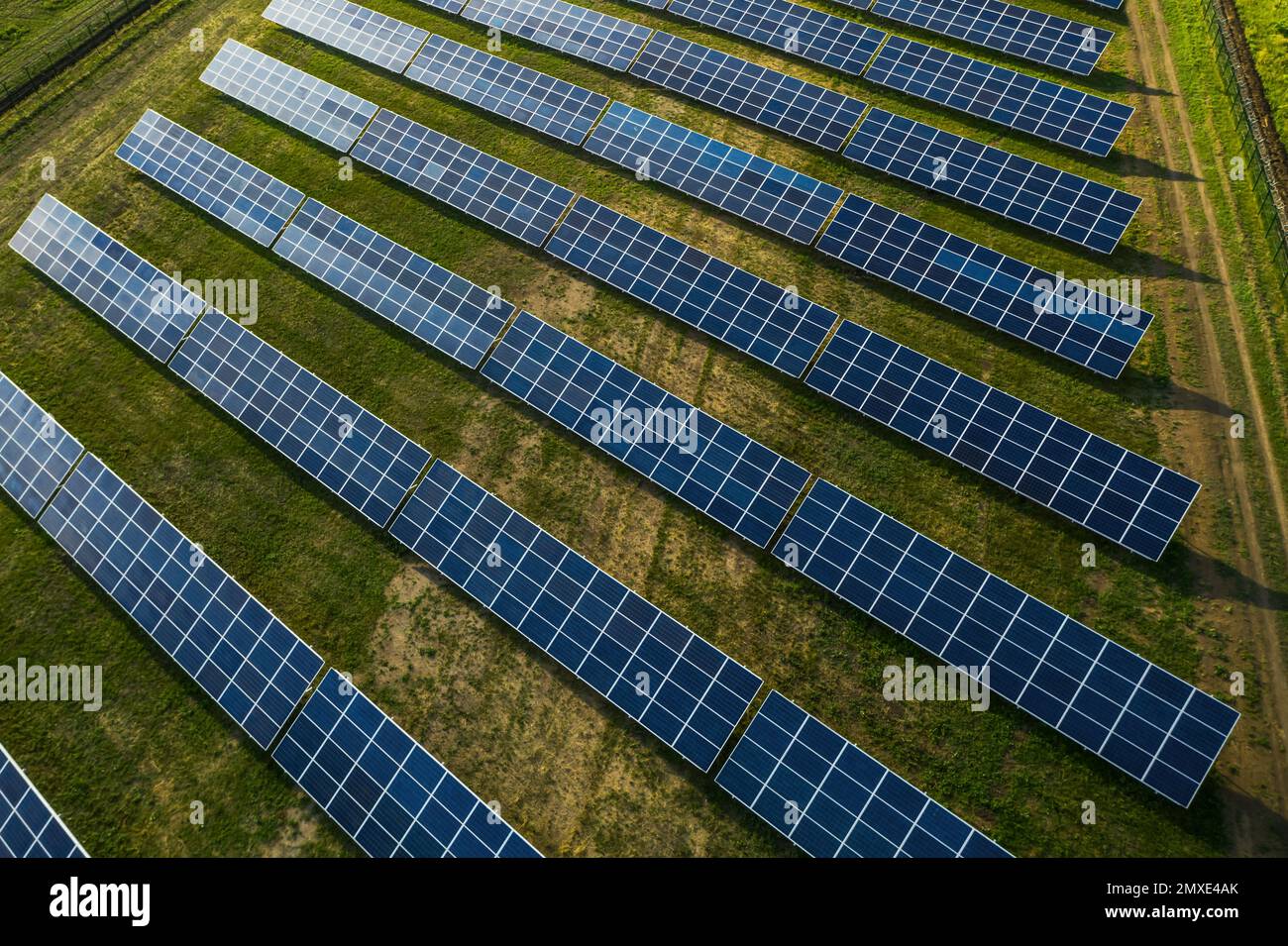 Solar panels installed outdoors. Alternative energy source Stock Photo ...