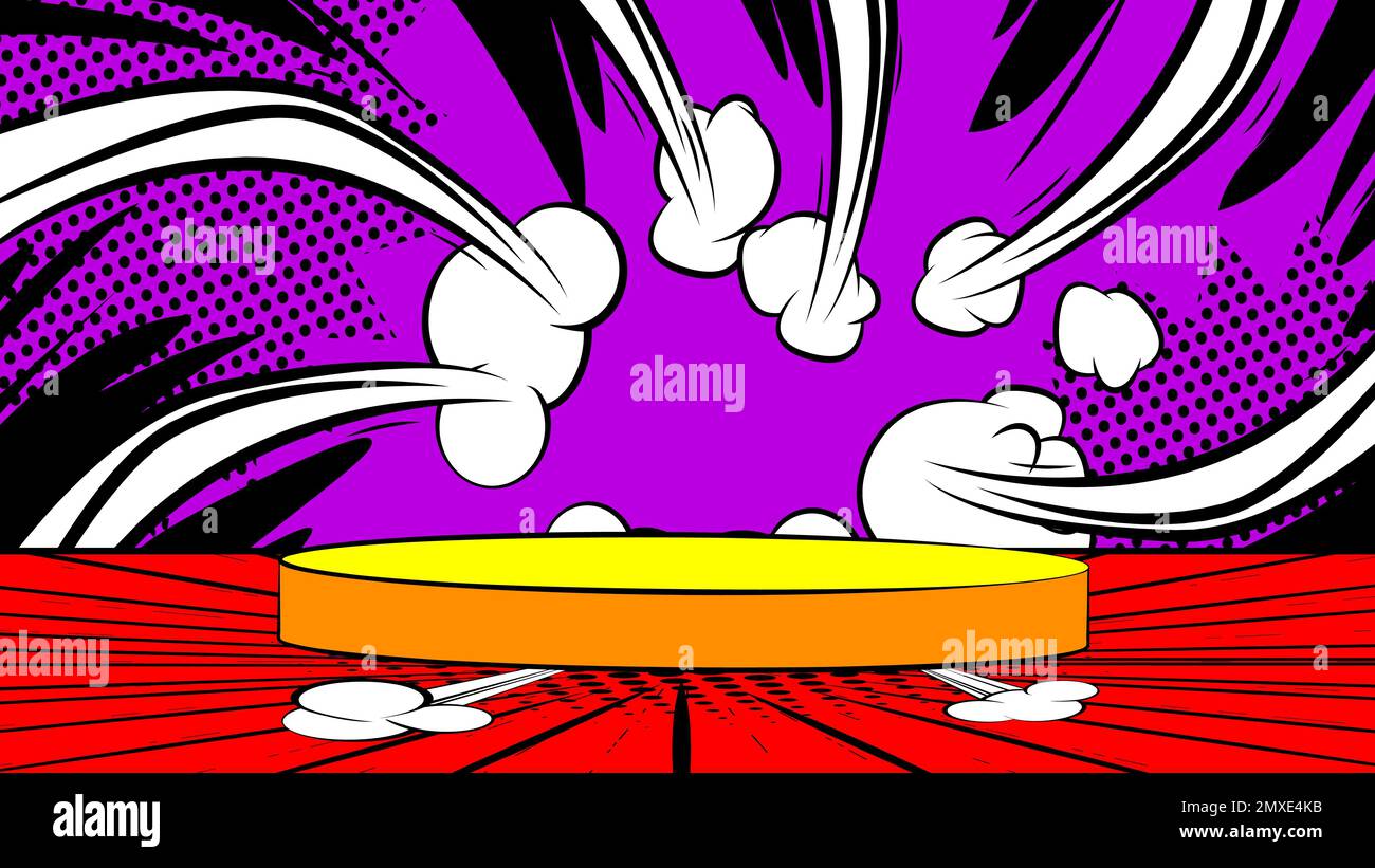 Comics podium stage. Comic Book product scene pedestal for mockup ...