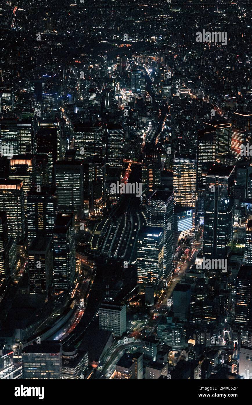 An aerial view of the Tokyo skyline at night Stock Photo - Alamy