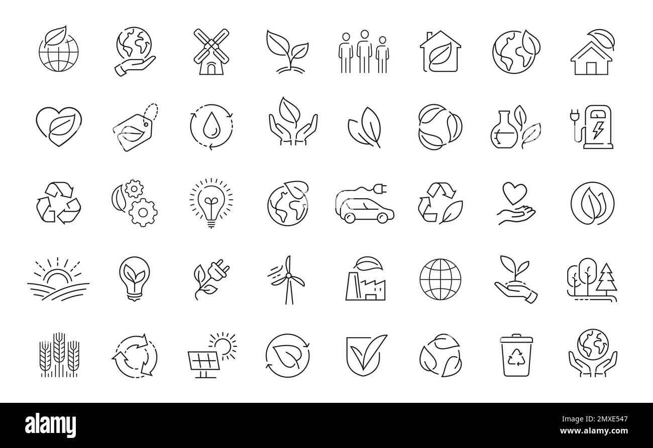 Ecology icons set in linear style. Nature, environment concept vector ...