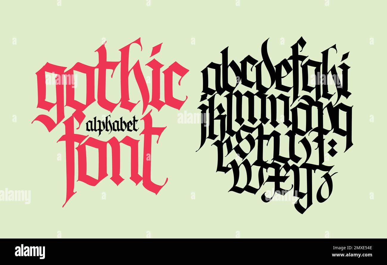 Gothic. Vector. Lowercase letters on a white background. Beautiful and ...