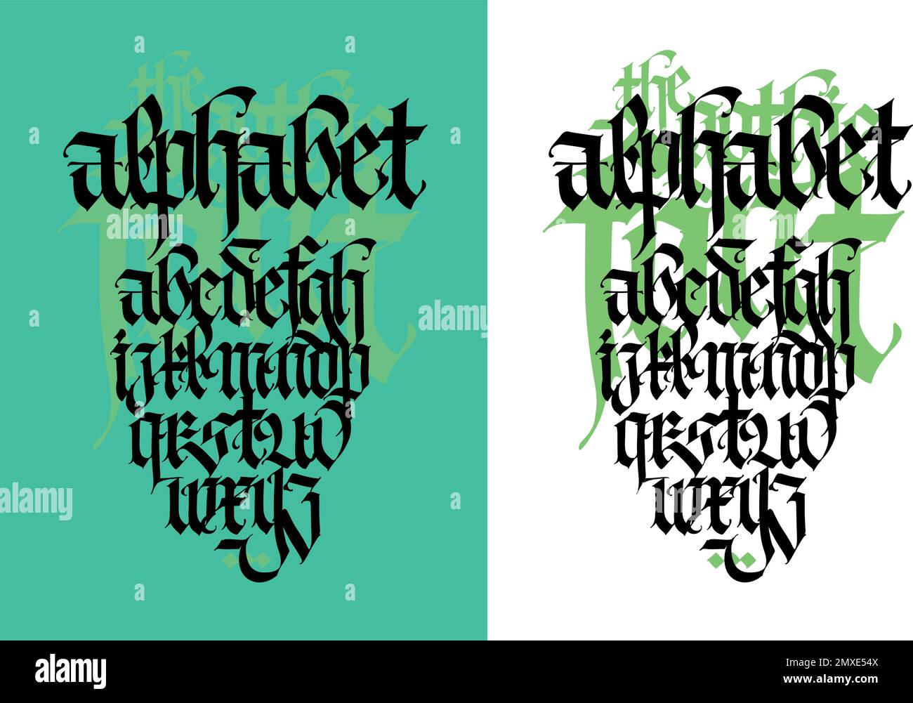 Gothic. Vector. Lowercase letters on a white background. Beautiful and ...