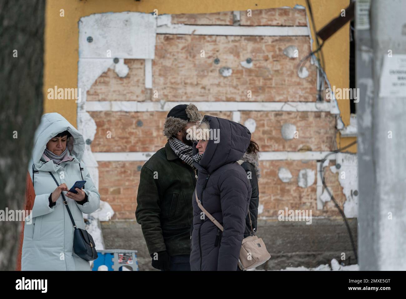 GOSTOMEL, UKRAINE - DECEMBER 02, 2022: Banksy graffiti theft from the ...