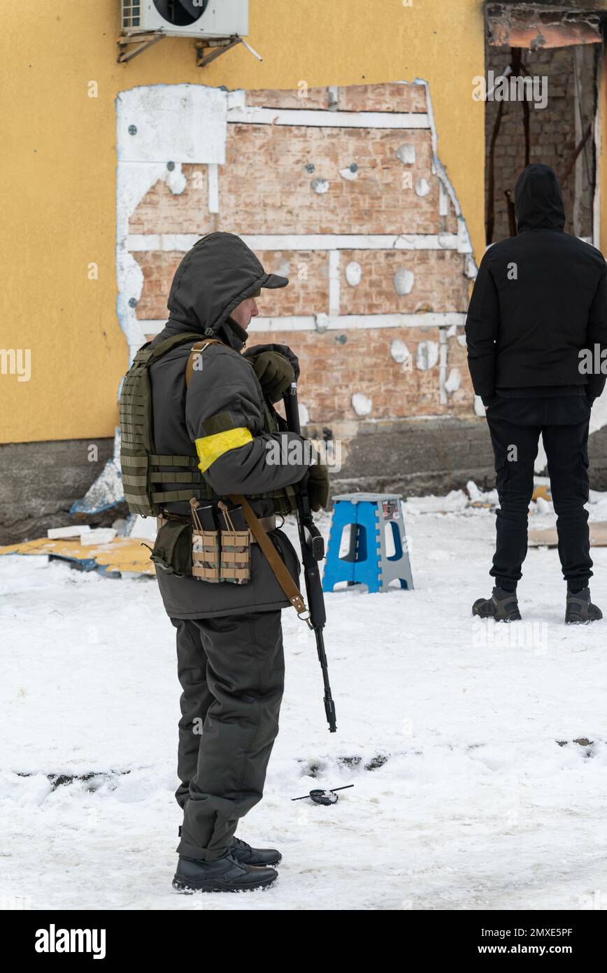 GOSTOMEL, UKRAINE - DECEMBER 02, 2022: Crime scene after Banksy ...