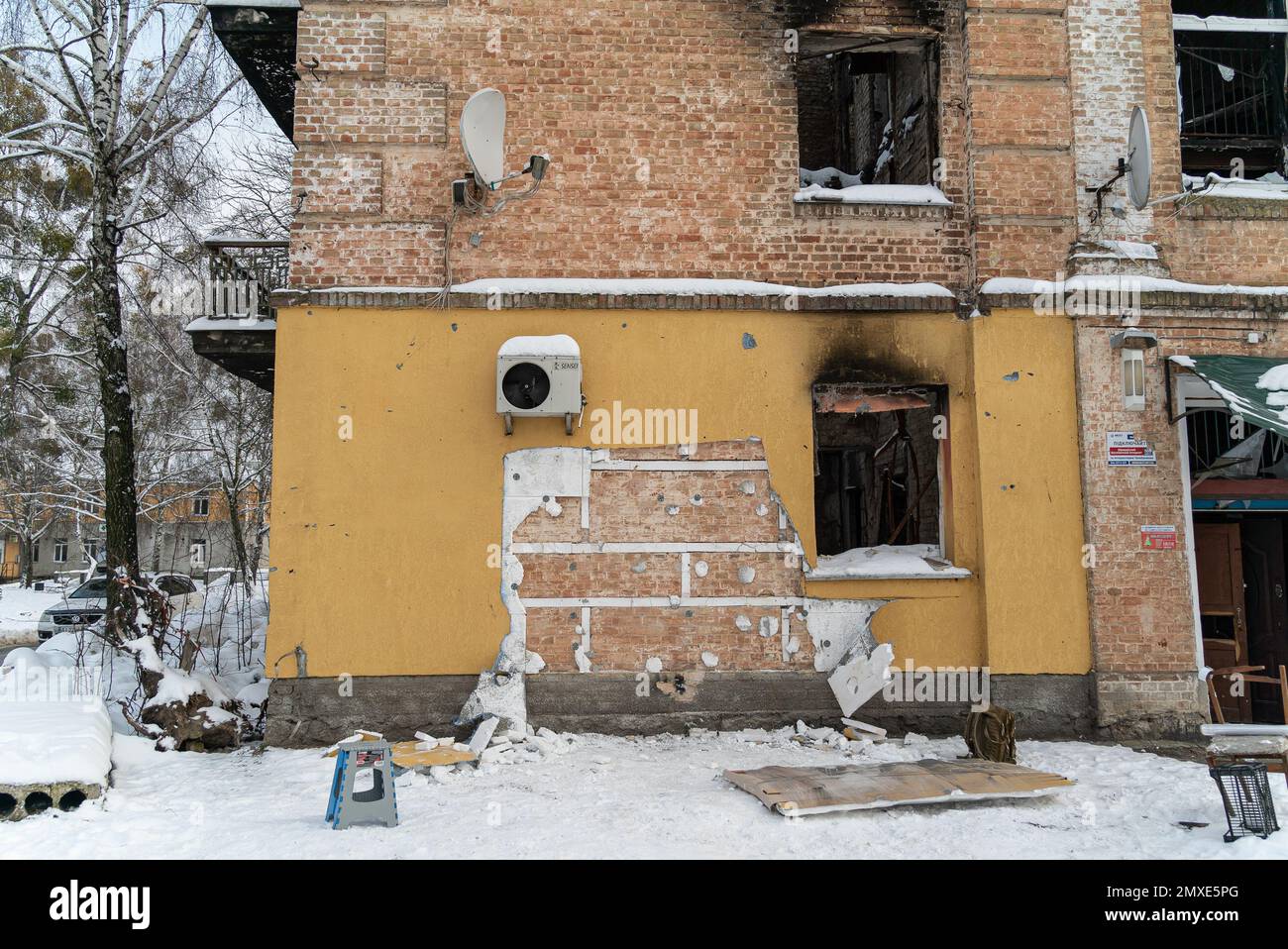 GOSTOMEL, UKRAINE - DECEMBER 02, 2022: Missing Banksy graffiti in ...