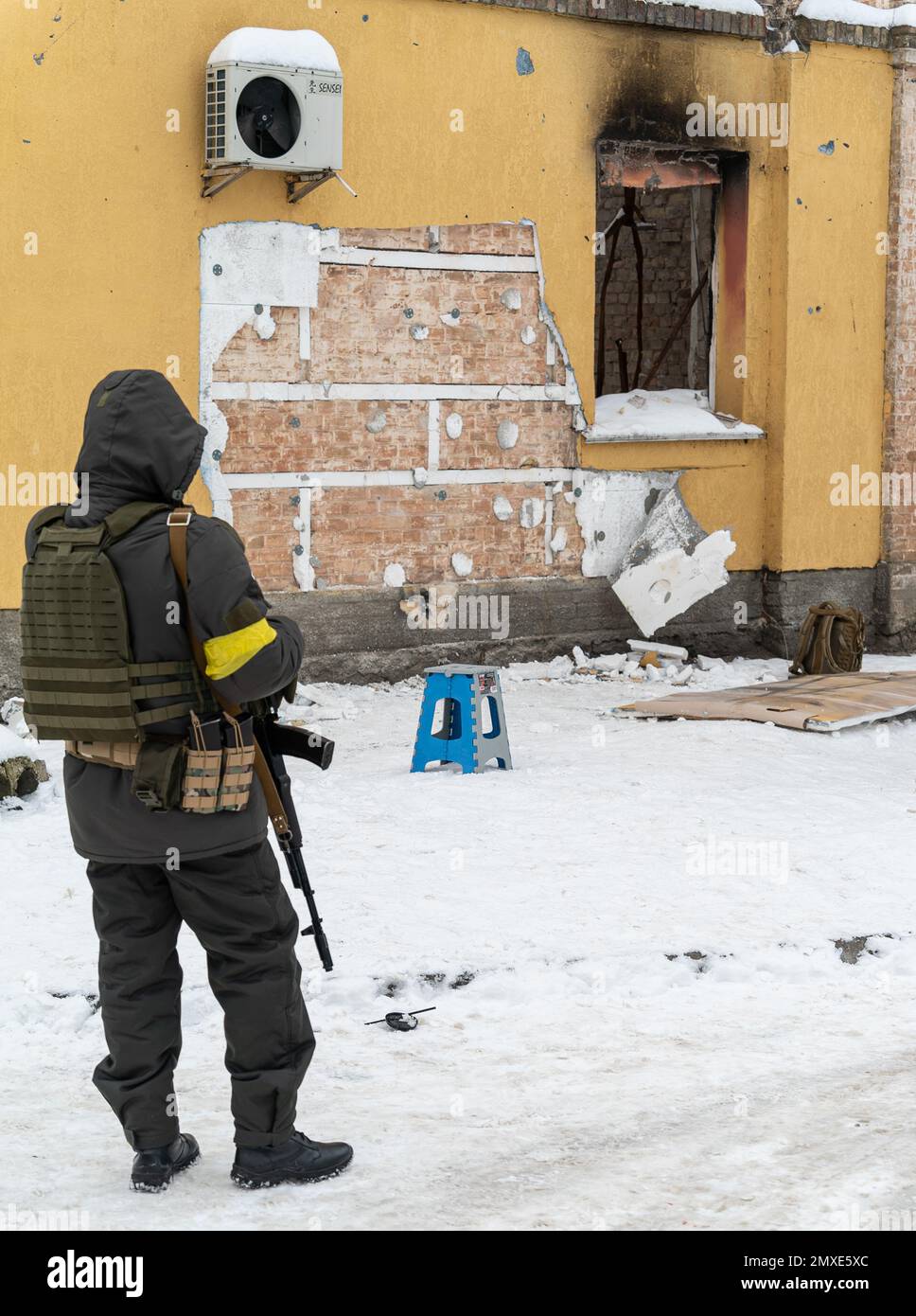 GOSTOMEL, UKRAINE - DECEMBER 02, 2022: Missing Banksy graffiti in ...