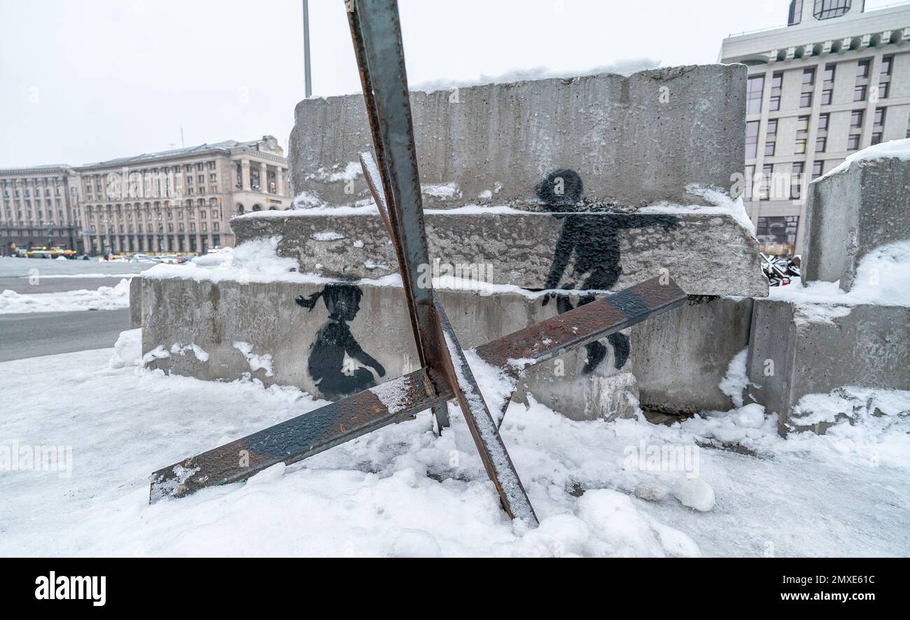 Kyiv, Ukraine - Banksy graffiti on Independence Square Stock Photo - Alamy