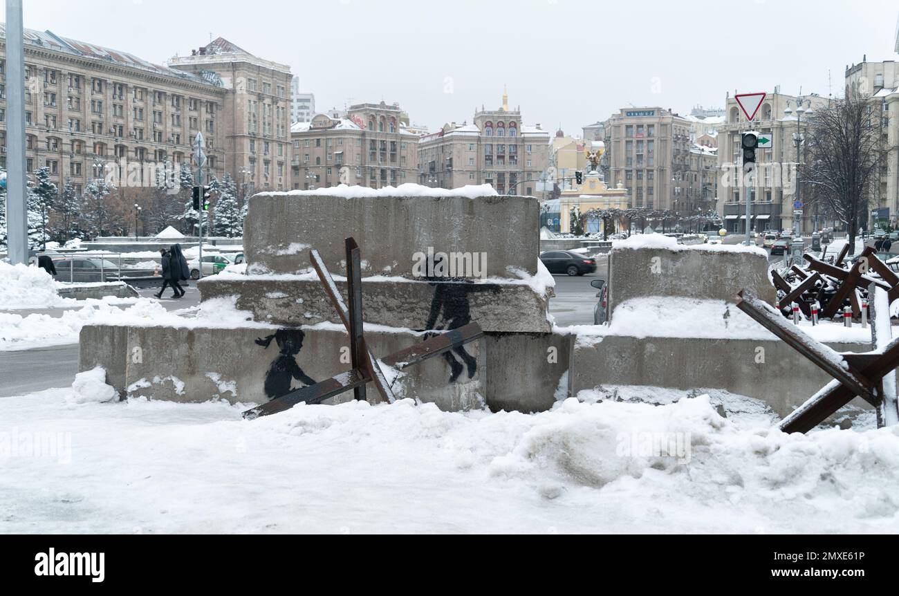 Kyiv, Ukraine - Banksy graffiti on Independence Square Stock Photo - Alamy