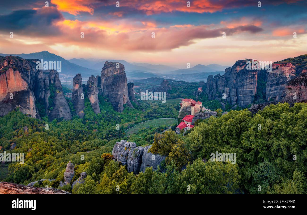 Beautiful summer scenery. Majestic view of famous Eastern Orthodox ...