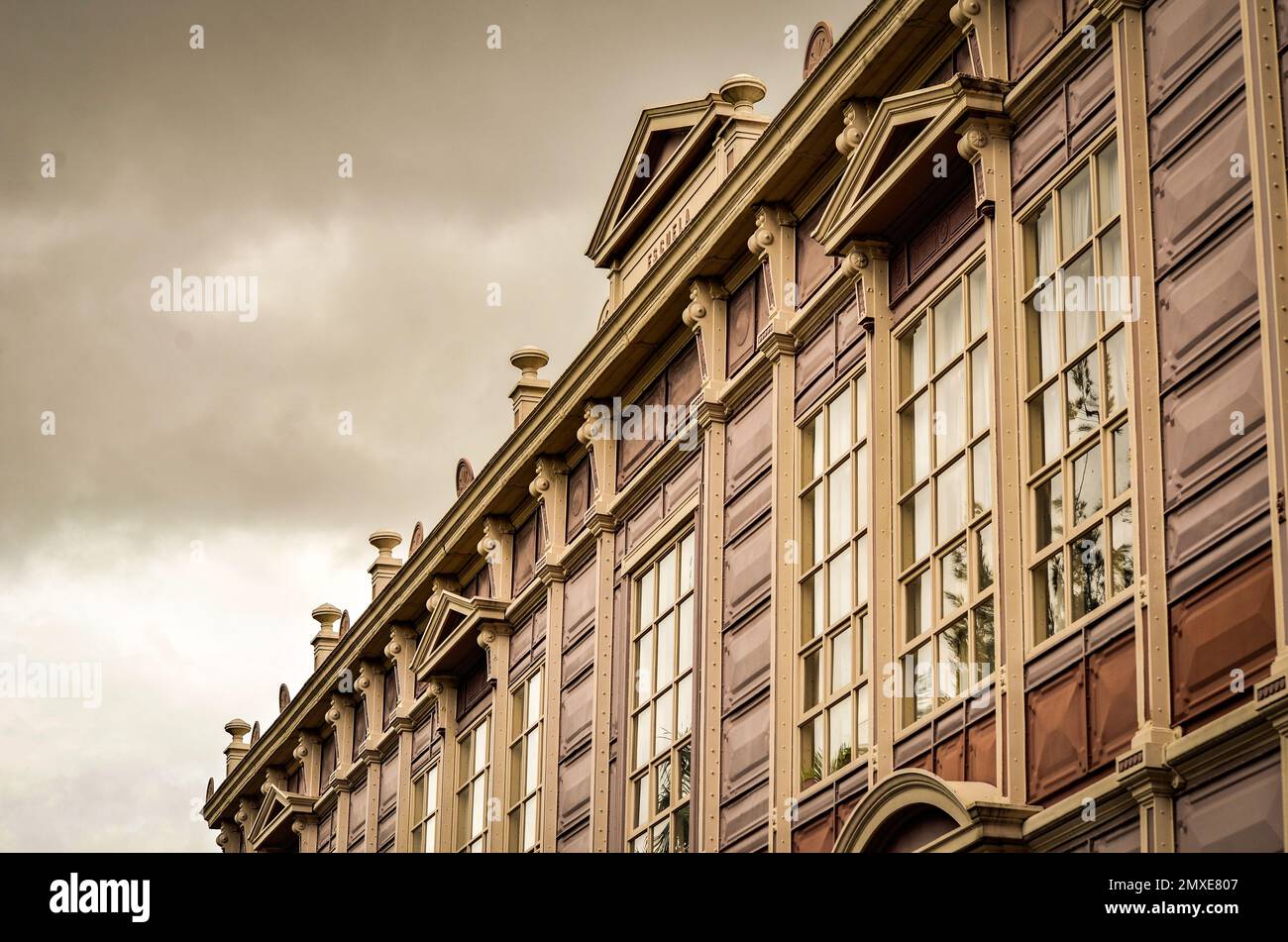 The Edificio Metalico building facade in San Jose, Costa Rica with a ...