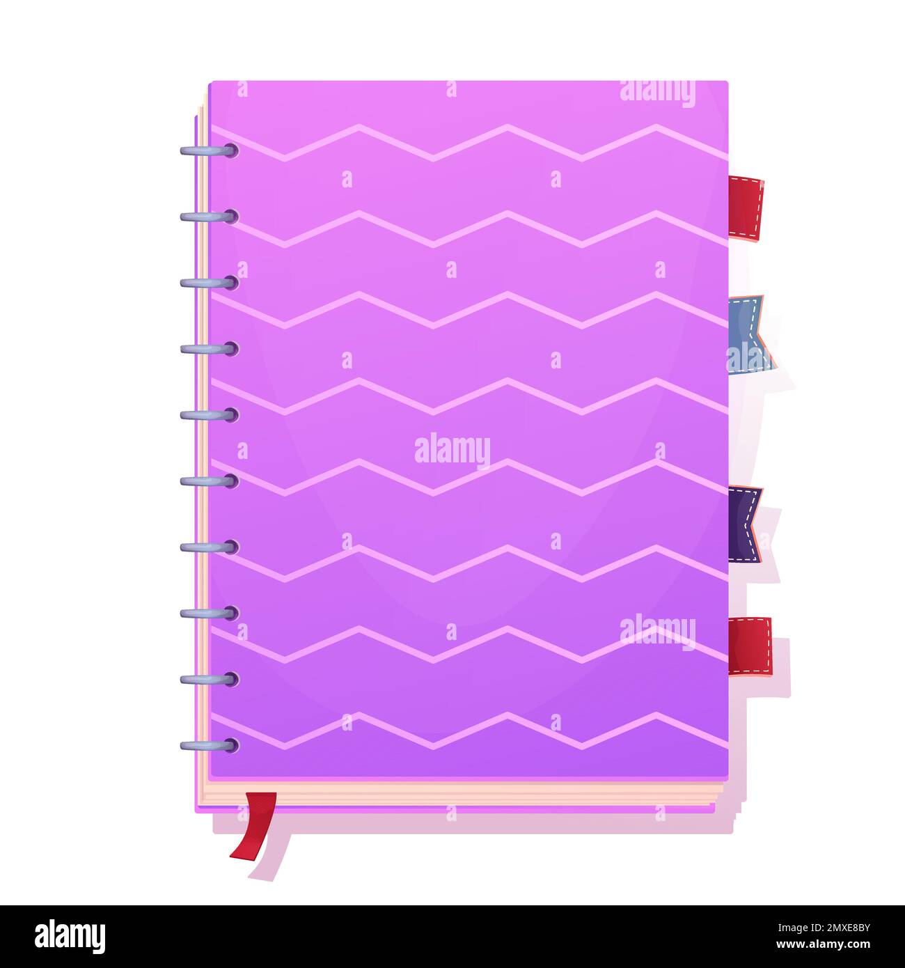 Notebook closed with spiral, marks top view in cartoon style isolated on white background ...