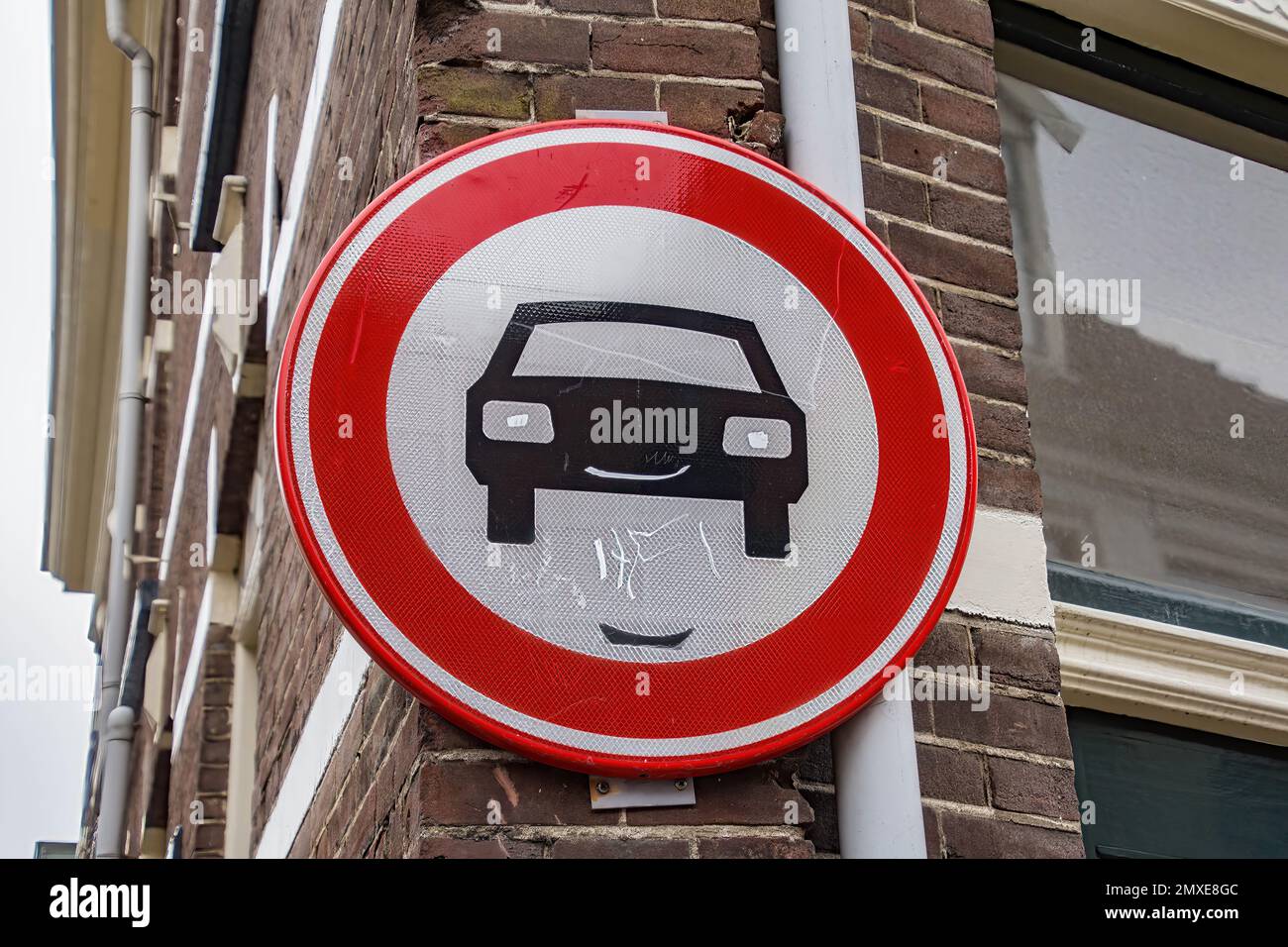 A closeup shot of the prohibition road signs on the wall outdoors Stock ...