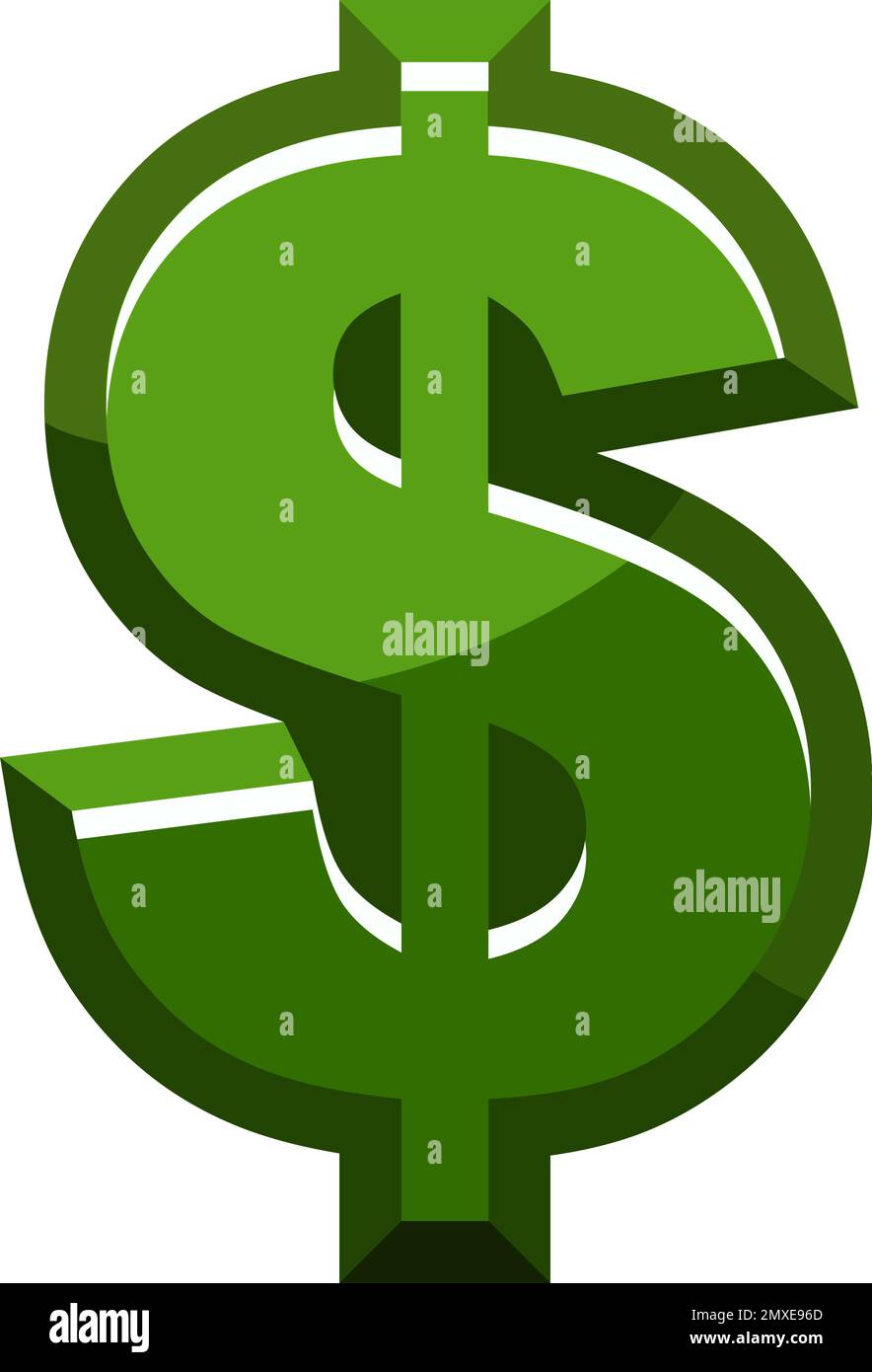 Cartoon green Dollar icon, game isolated icon Stock Vector Image & Art ...