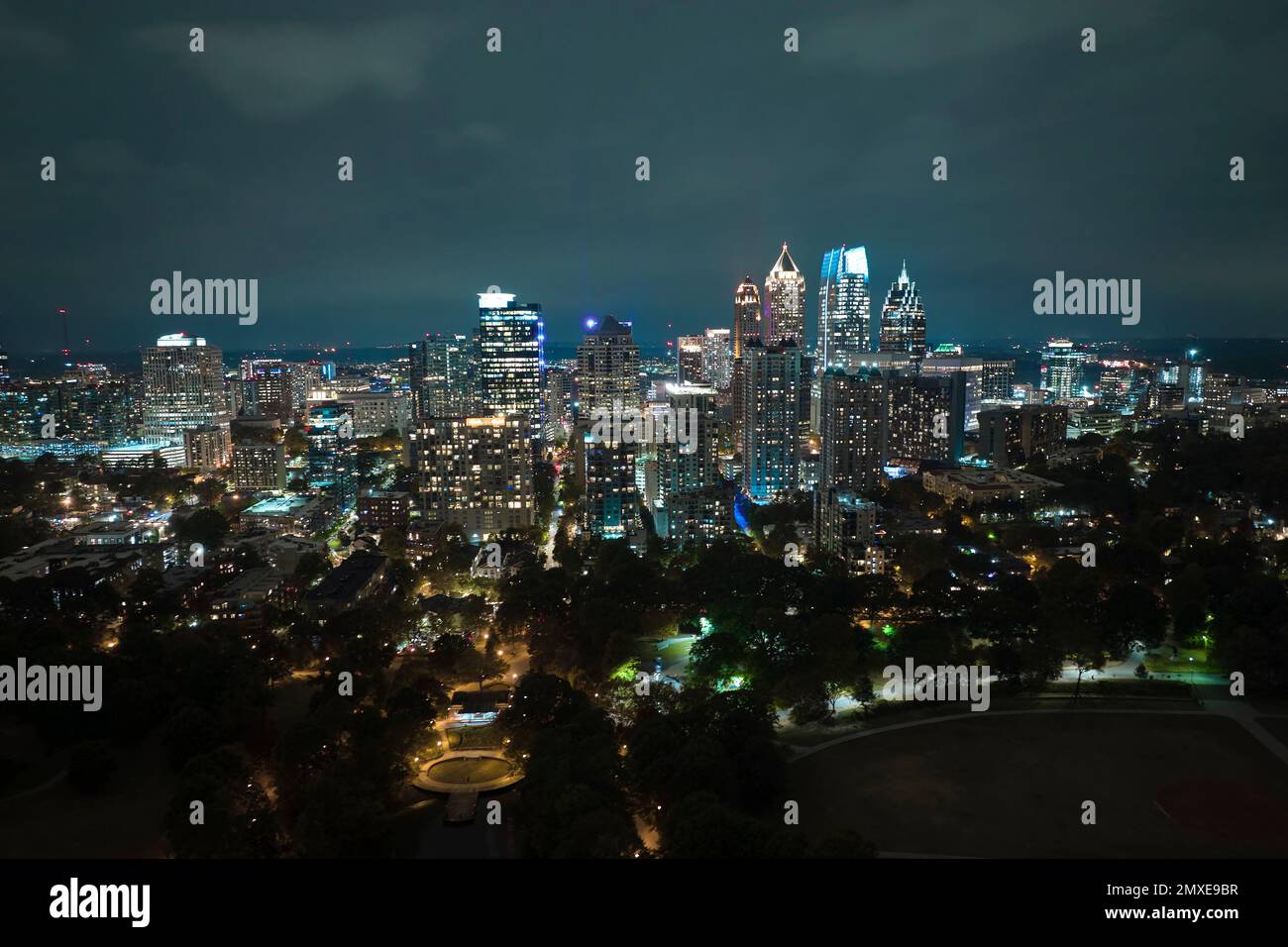 Night urban landscape of downtown district of Atlanta city in Georgia ...