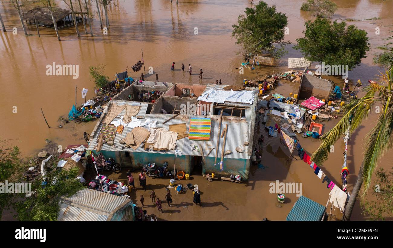 An aerial of the poor population of Africa living in old buildings ...