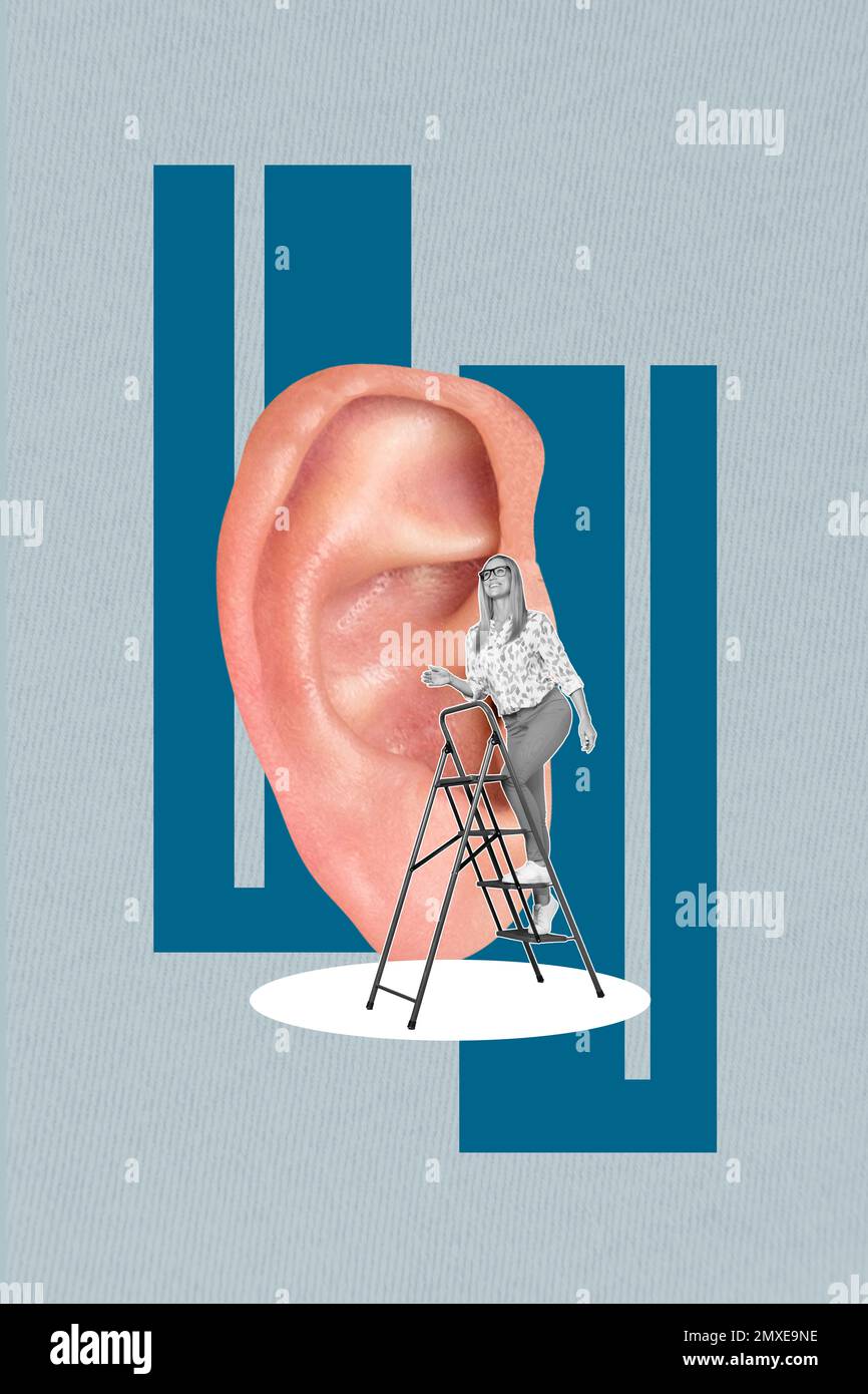 Vertical creative photo collage illustration of positive optimistic ...