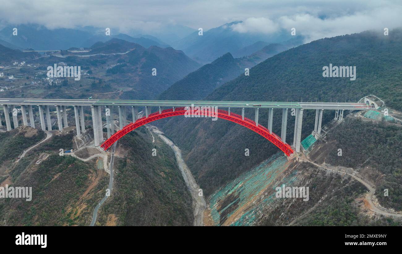 Zunyi. 2nd Feb, 2023. This aerial photo taken on Feb. 2, 2023 shows the ...