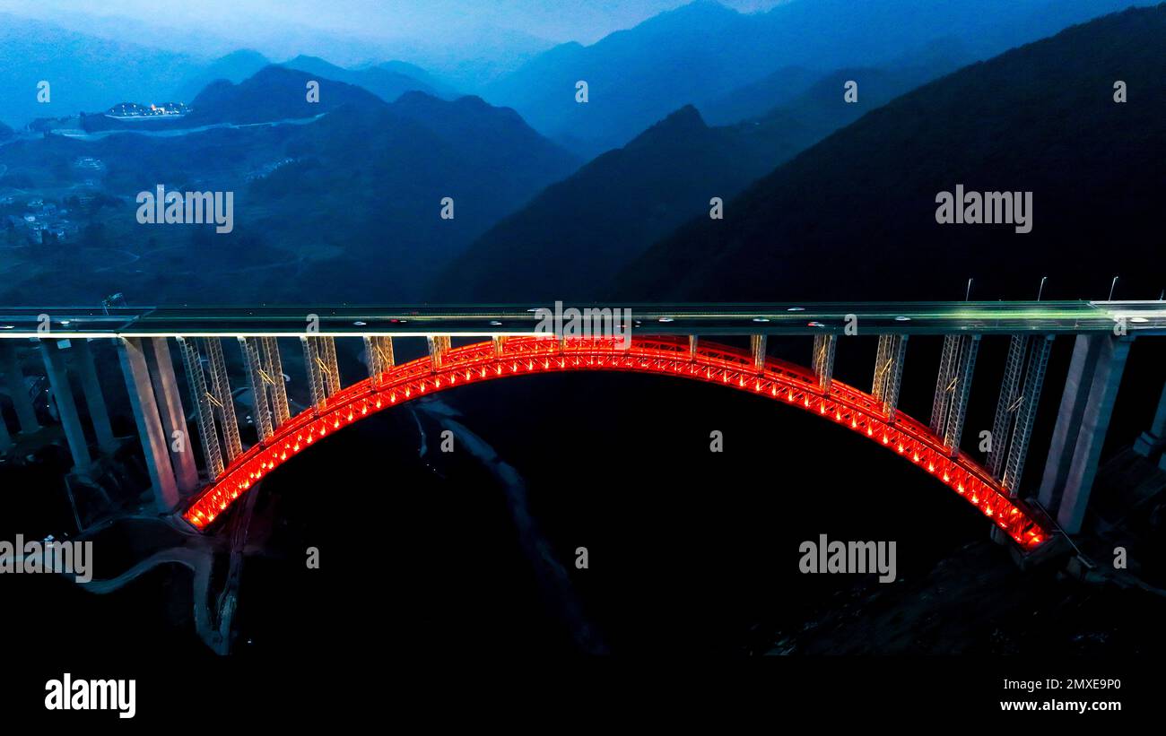 Zunyi. 2nd Feb, 2023. This aerial photo taken on Feb. 2, 2023 shows the ...