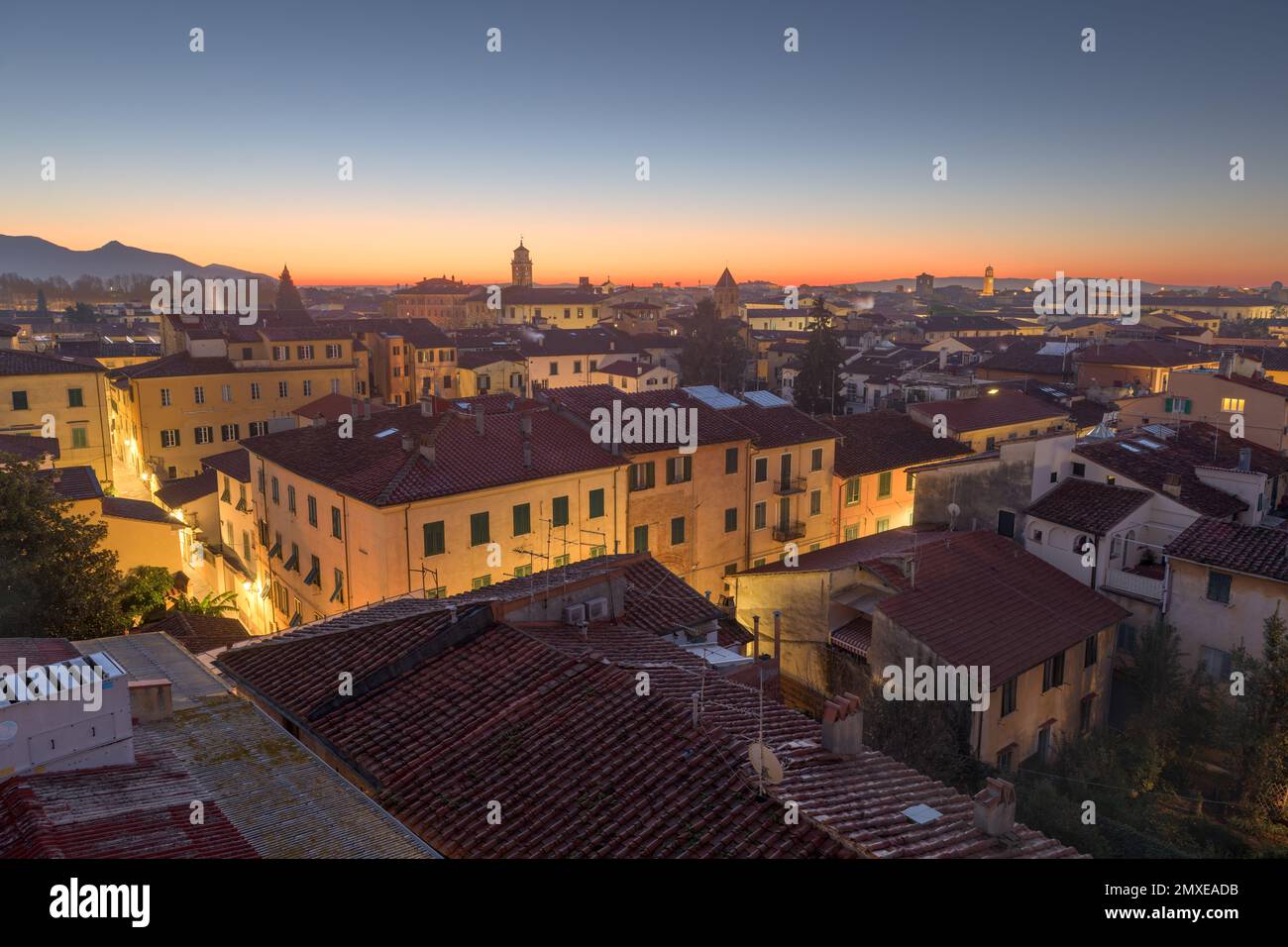 Pisa, Tuscany, Italy town skyline rooftop view at dawn Stock Photo - Alamy