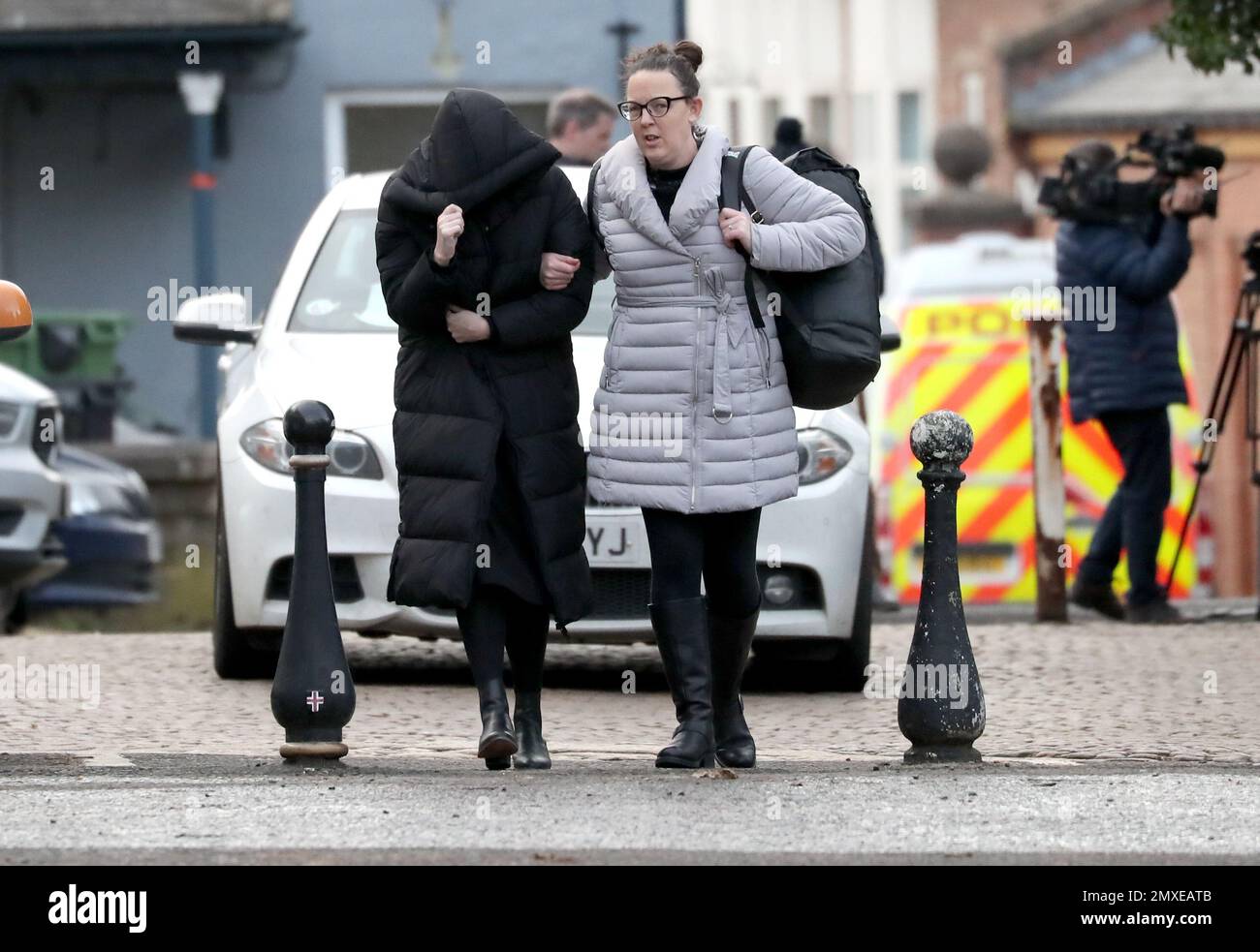 Travel agent Lyne Barlow (left) arrives at Durham Crown Court to be ...