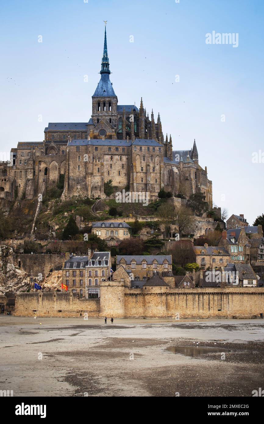 beautiful famous castle Mont-Saint-Michel, Normandy, France Stock Photo ...