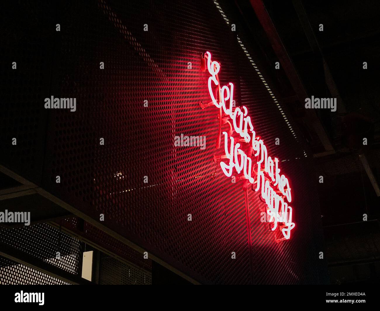 Neon sign inscription eclairs make you happy. Attracting customers ...