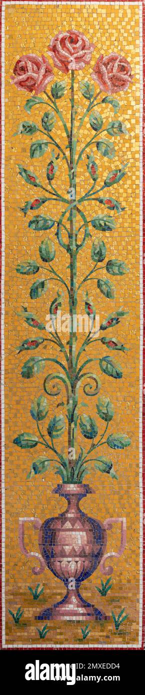 BARI, ITALY - MARCH 3, 2022: The symbolic mosaic of rosses in a vase in ...