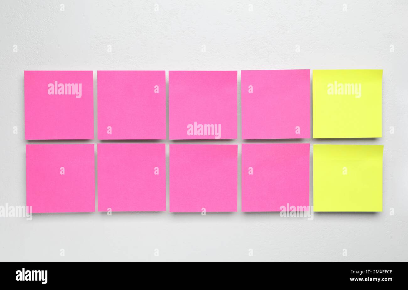 Flat lay composition with sticky notes on white background. Pareto ...