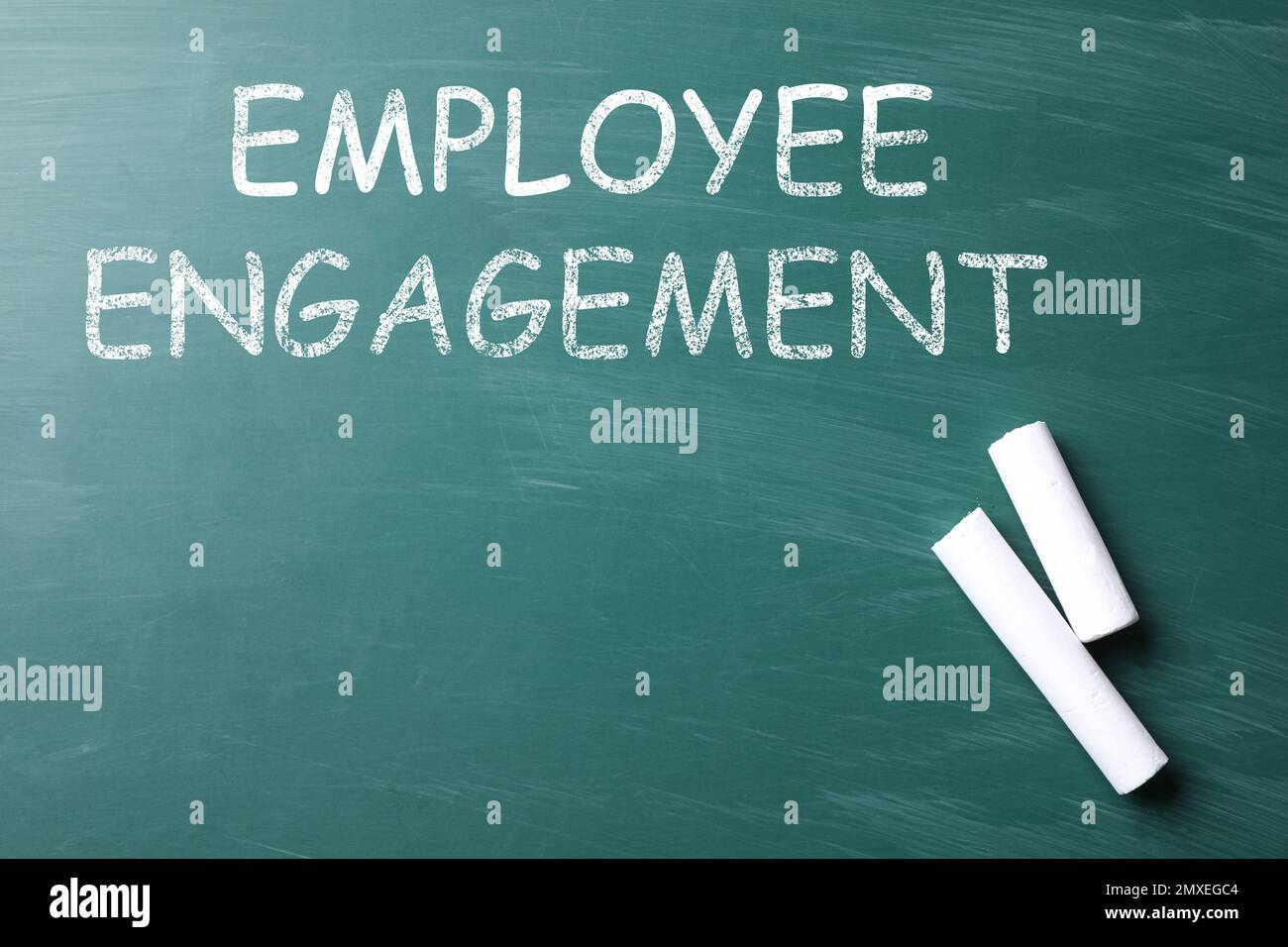 Text Employee Engagement and chalk on greenboard, top view Stock Photo ...