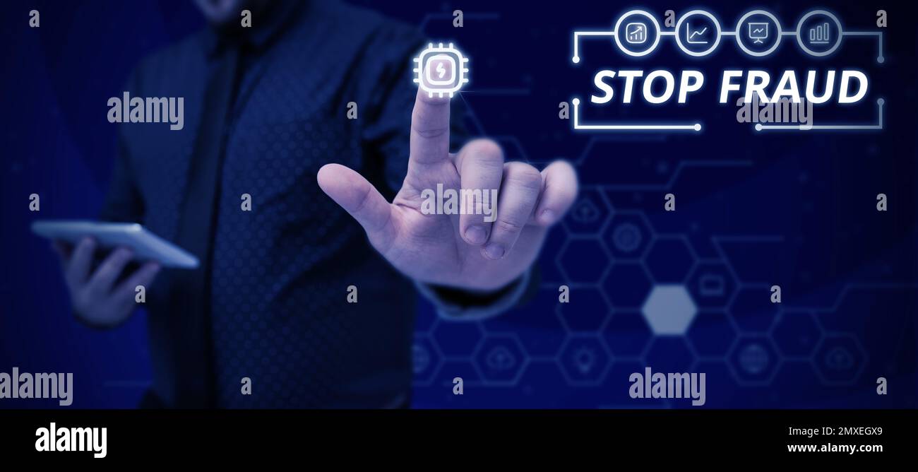Text caption presenting Stop Fraud, Business showcase campaign advices ...