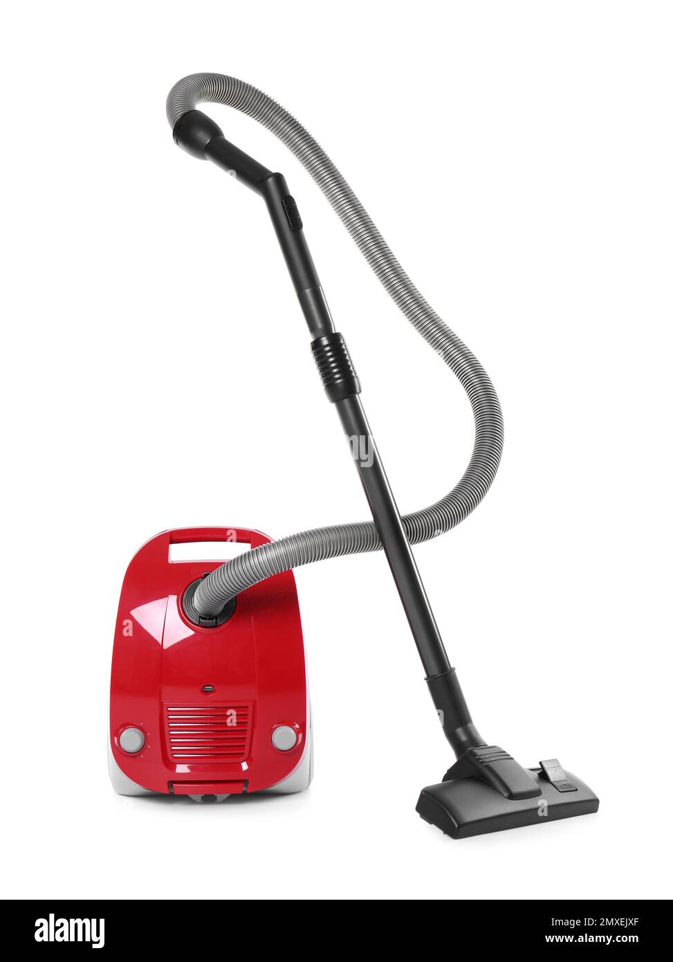 Modern red vacuum cleaner isolated on white Stock Photo - Alamy