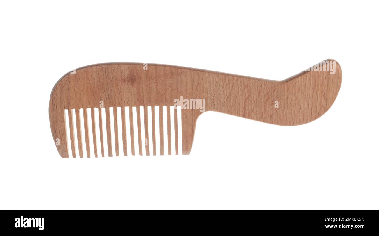 New wooden hair comb isolated on white Stock Photo - Alamy