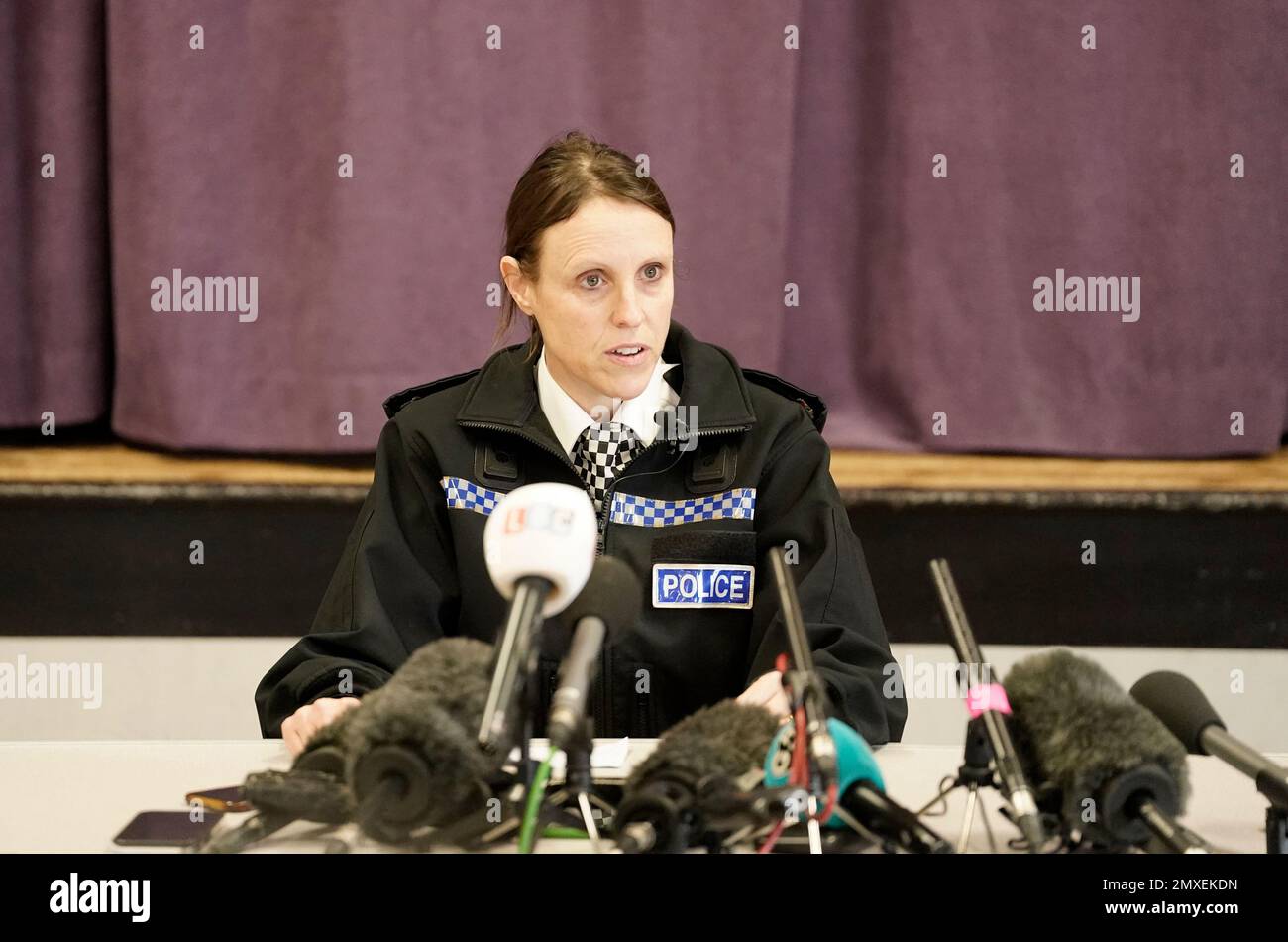 Lancashire Police Superintendent Sally Riley speaks to the media at St ...