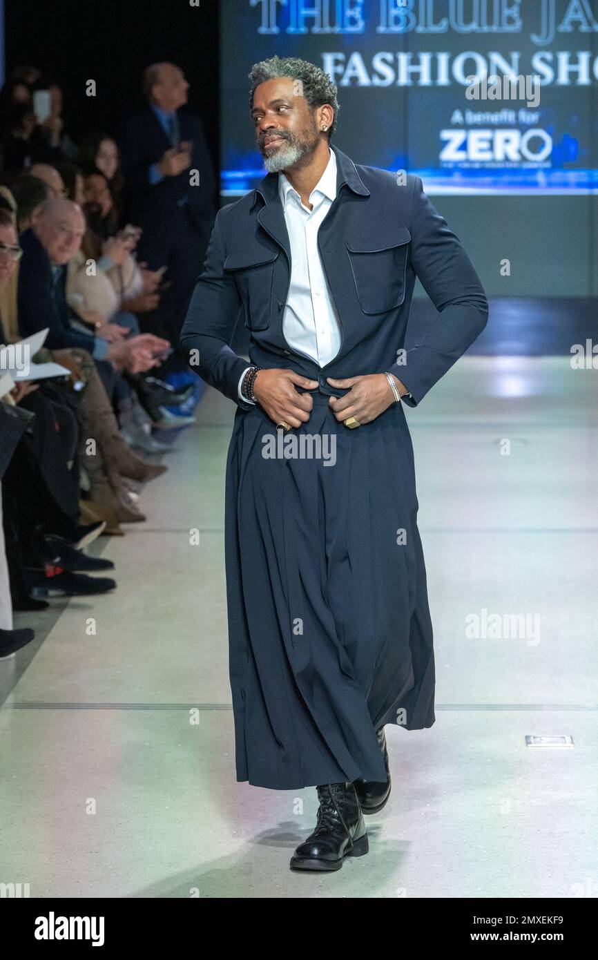 Musa Jackson walks the runway wearing Terry Singh during the Seventh ...